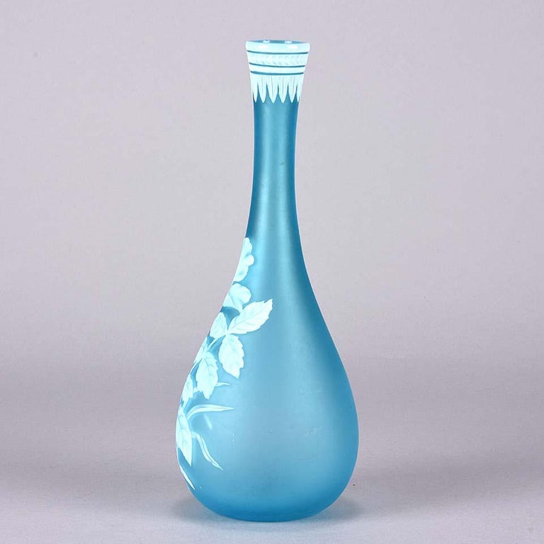 English Cameo Glass Blue Flower Vase by Thomas Webb at 1stDibs