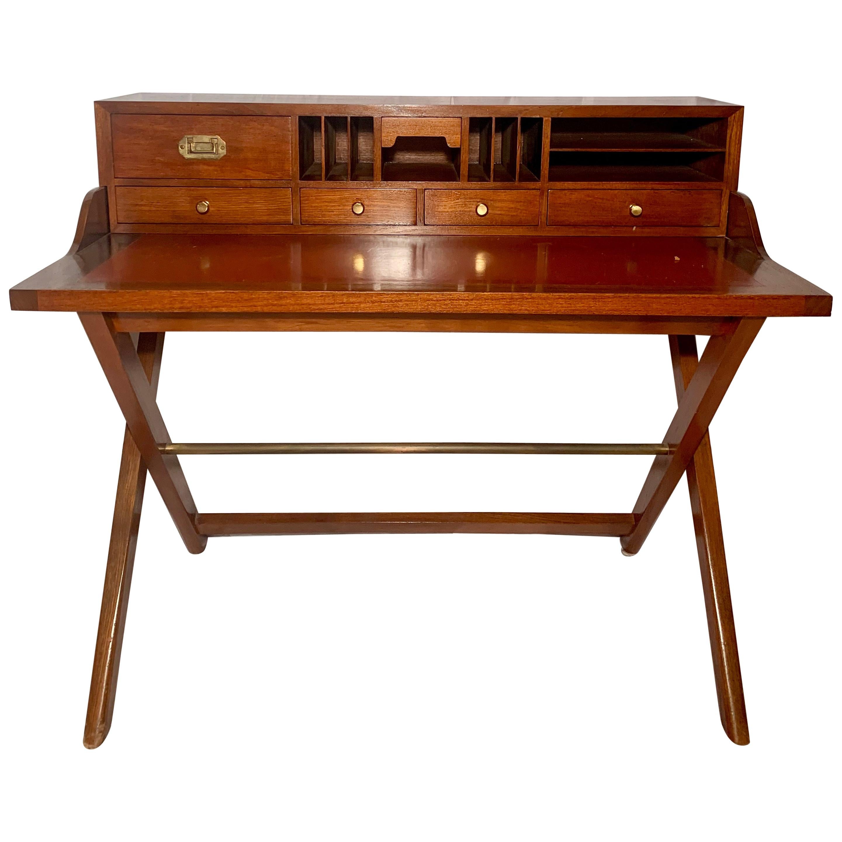 Polished Aluminum Midcentury Campaign Desk For Sale at 1stDibs