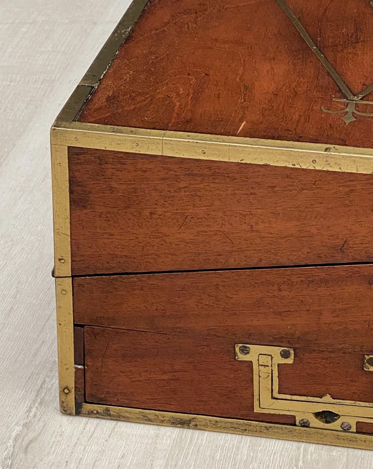 English Campaign Era Writing Box of Brass-Bound Mahogany For Sale at ...