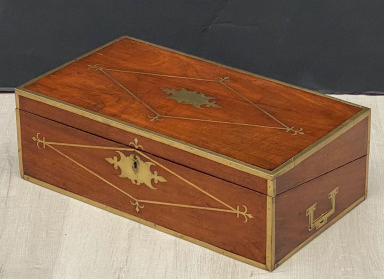 English Campaign Era Writing Box of Brass-Bound Mahogany For Sale at ...