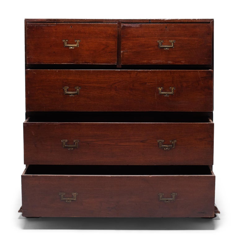 English Campaign Style Mahogany Stacking Chest of Drawers, c. 1900 at ...