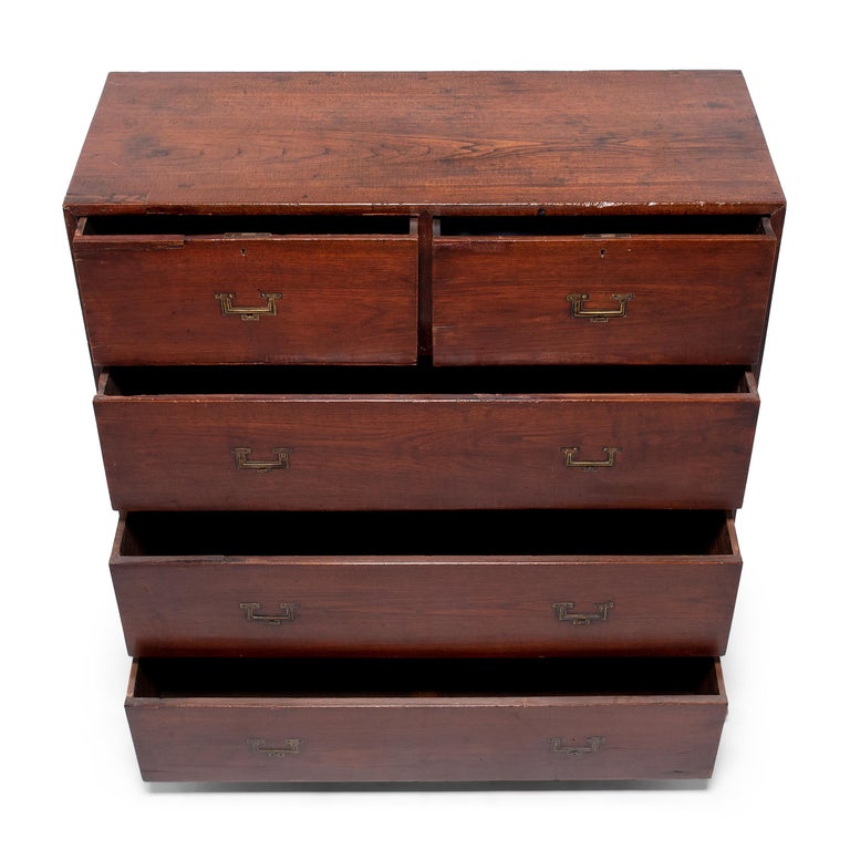 English Campaign Style Mahogany Stacking Chest of Drawers, c. 1900 For ...