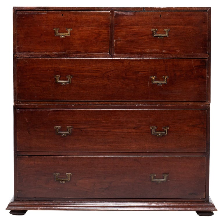 English Campaign Style Mahogany Stacking Chest of Drawers, c. 1900 at ...