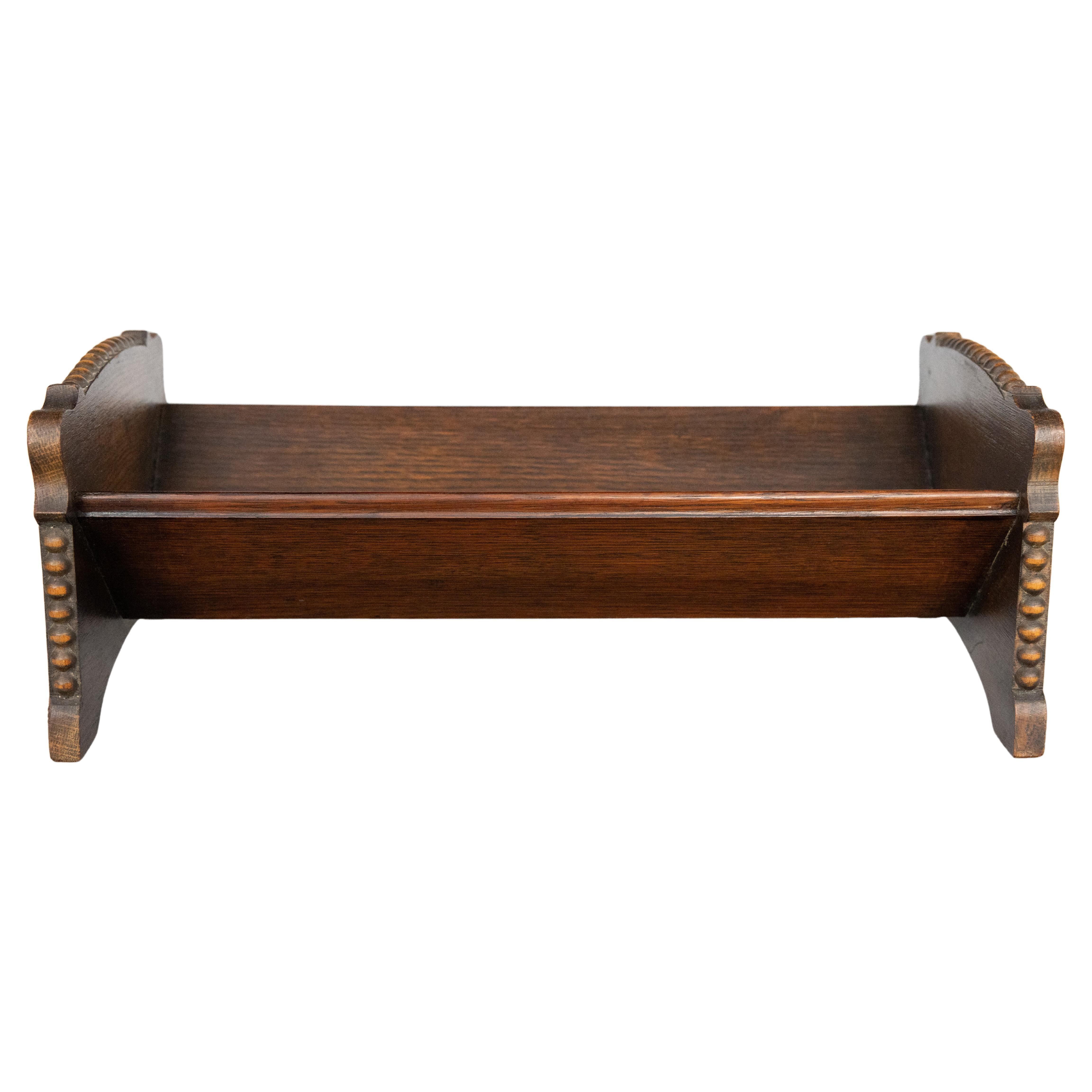 English Carved Oak Beaded Table Top Book Trough Rack Stand, Circa 1930 ...