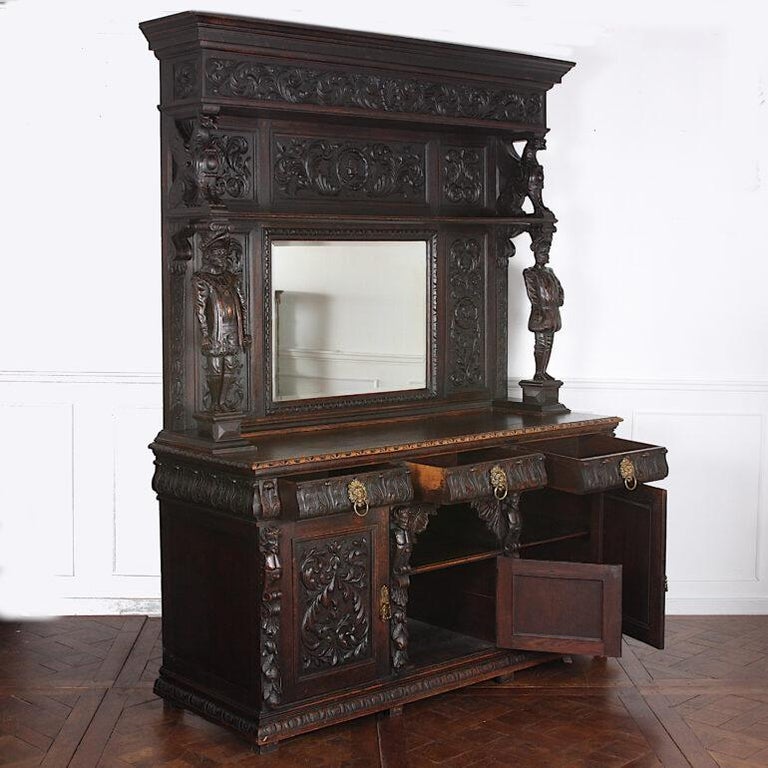 English Carved Oak Renaissance Revival Sideboard, C.1870 For Sale at ...
