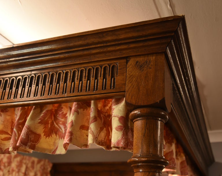 English Carved Oak Tudor Style Four Poster Bed Super King Size For Sale ...