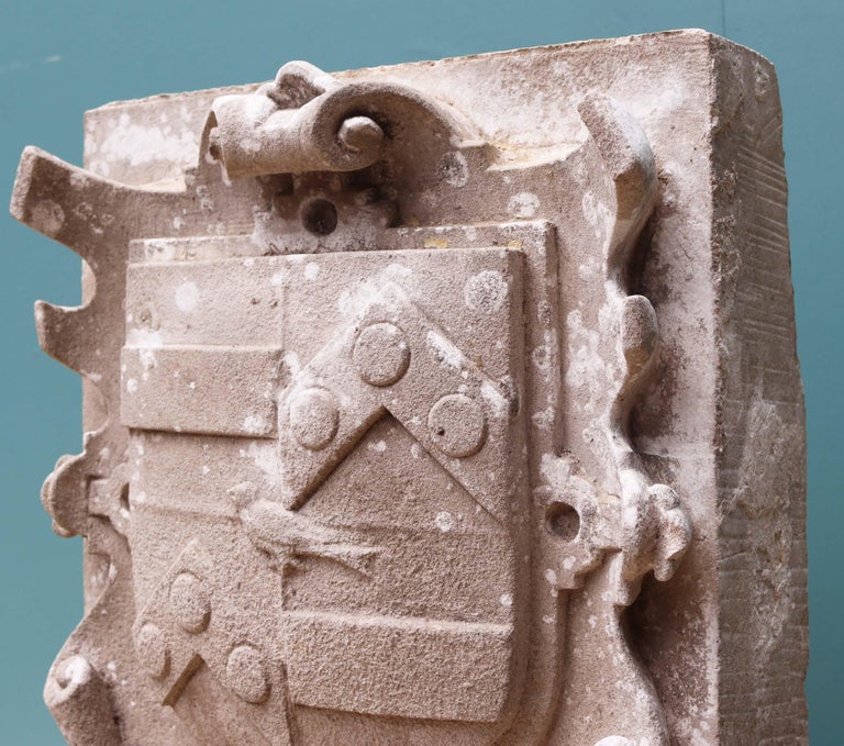 English Carved Stone Armorial Plaque For Sale at 1stDibs