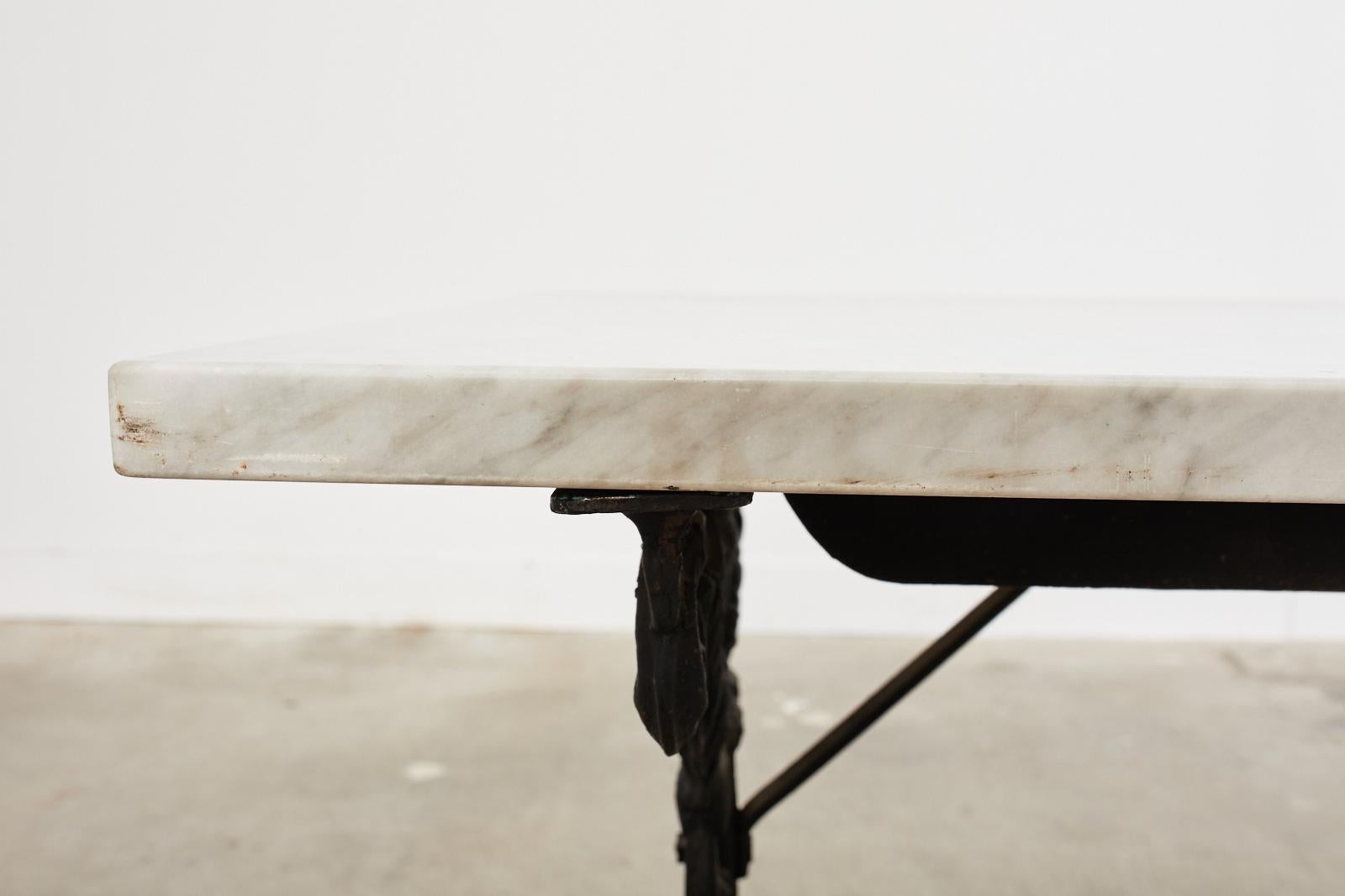 English Cast Iron Marble Top Garden Dining Table or Console For Sale at ...