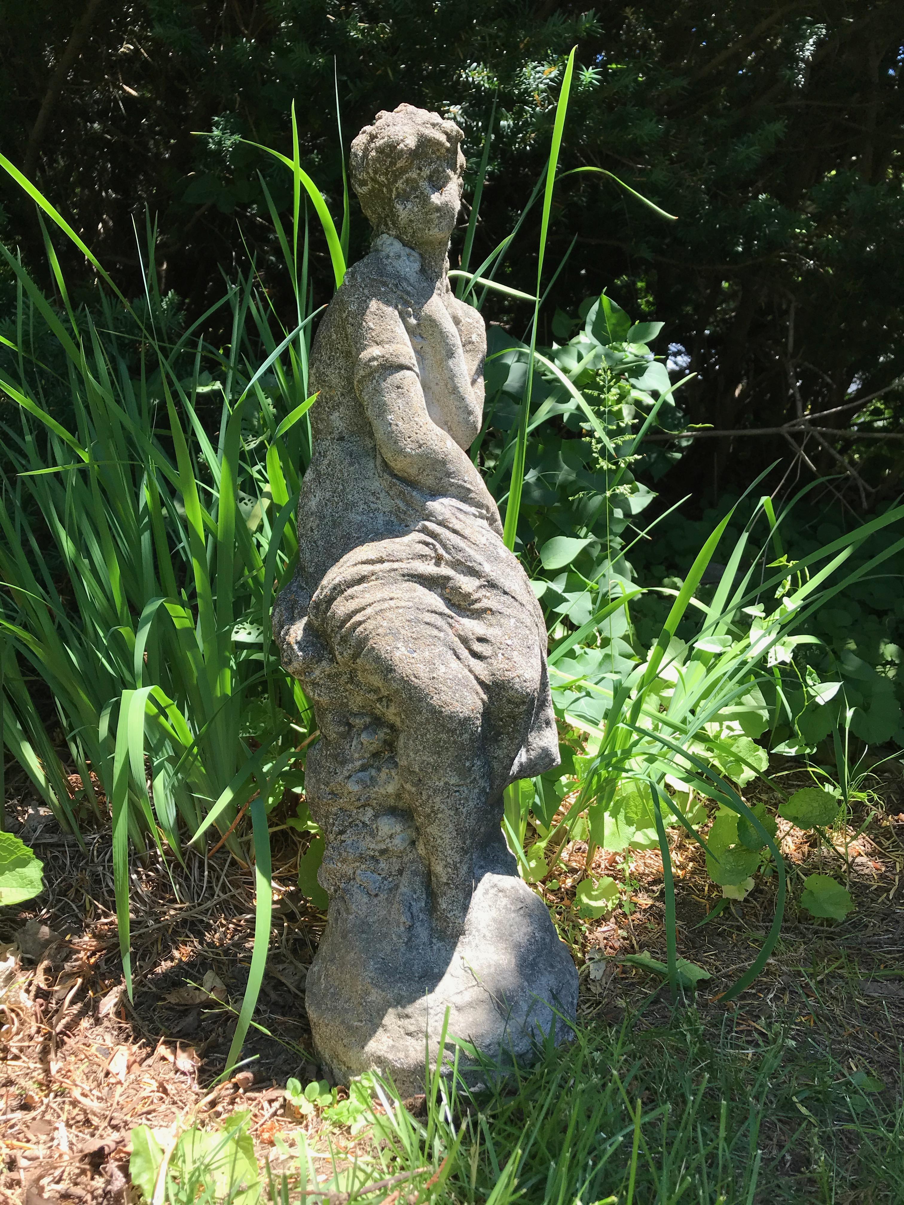 English Cast Stone Figure of a Coy Woman at 1stDibs