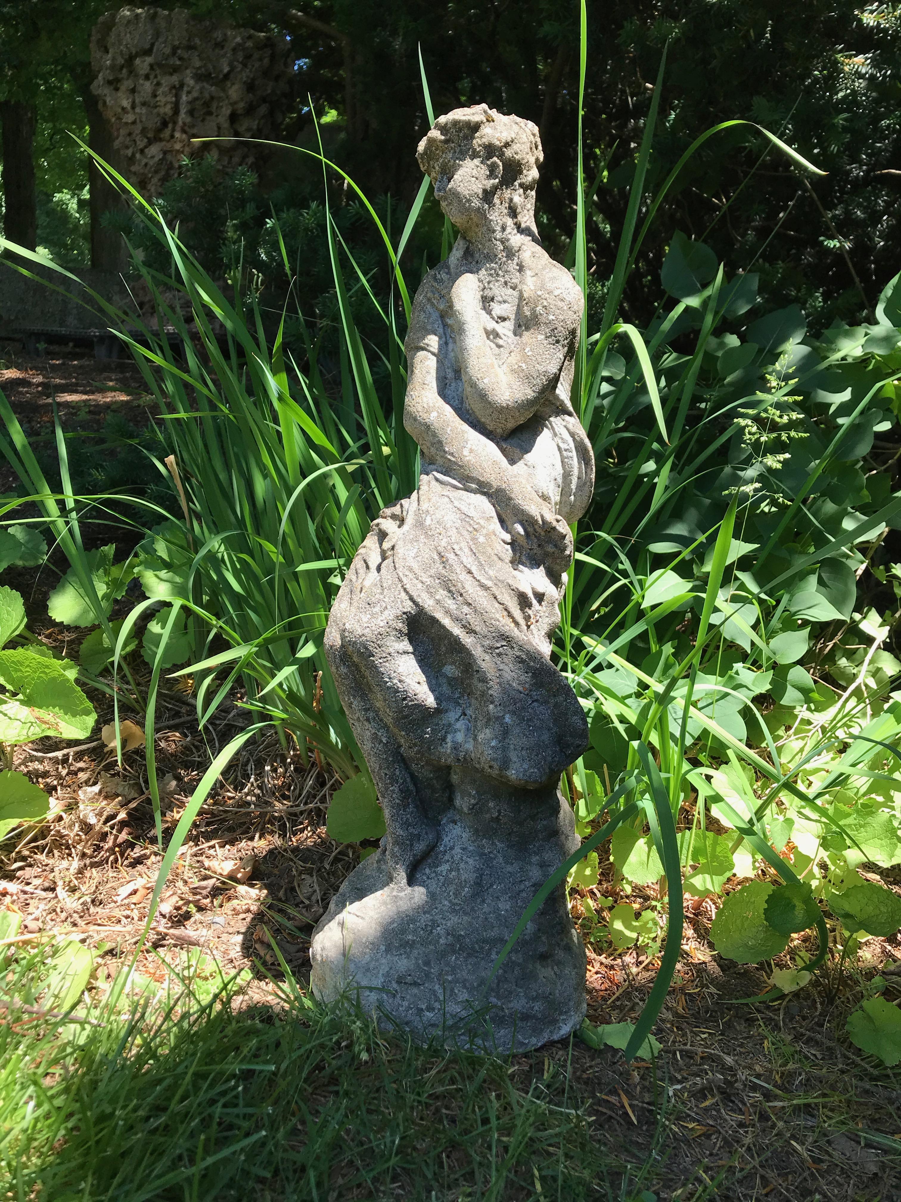 English Cast Stone Figure of a Coy Woman at 1stDibs