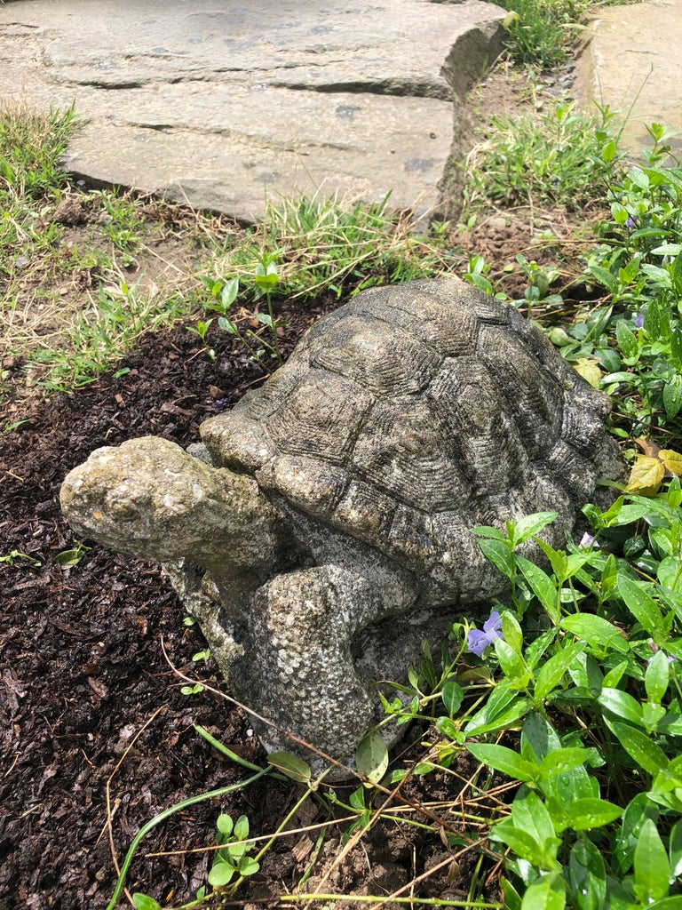 English Cast Stone Turtle with Excellent Patina For Sale at 1stDibs
