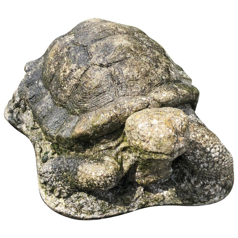 English Cast Stone Turtle with Excellent Patina For Sale at 1stDibs