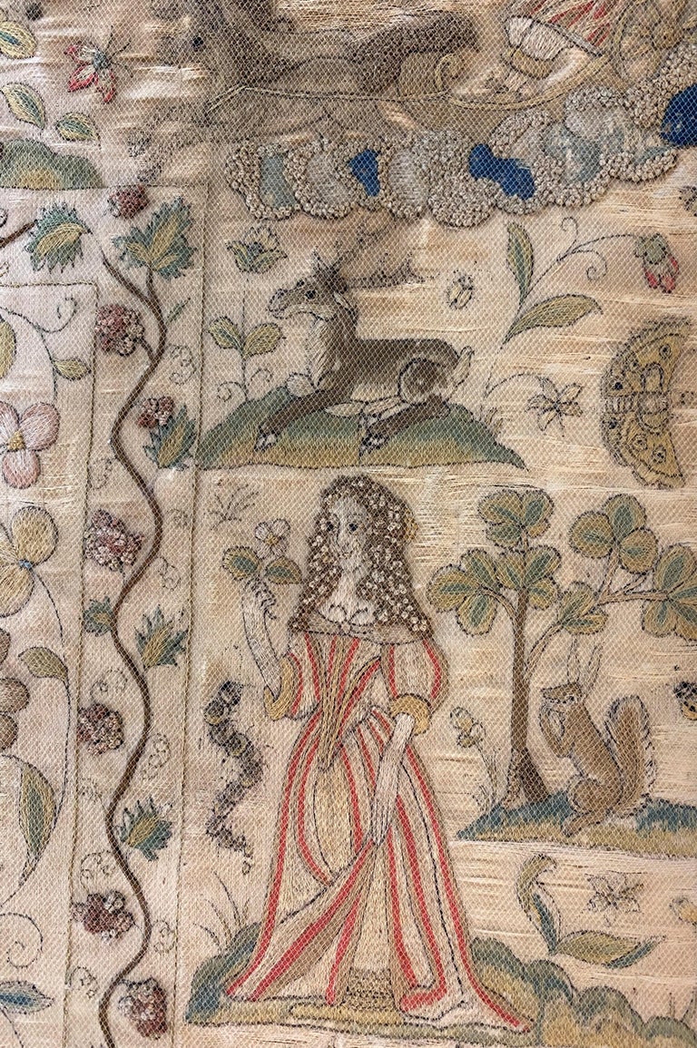 English Charles II Silk Needlework with Figures and Animals For Sale at ...