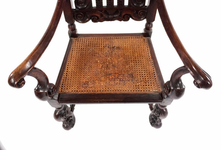 English Charles II Walnut Arm Chair For Sale at 1stDibs