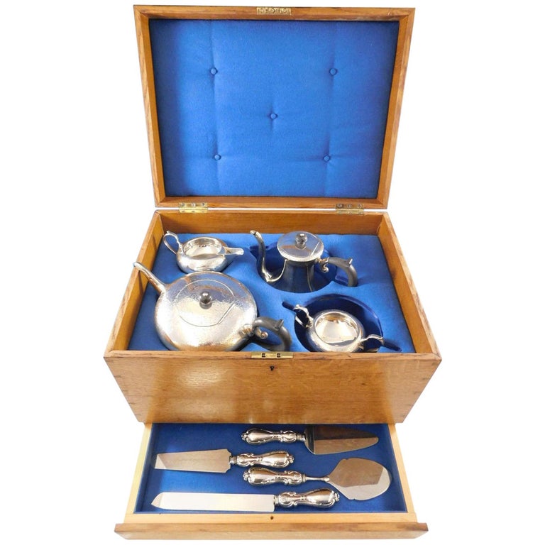 English Charles S. Green and Co. Sterling Silver Four-Piece Tea Set in ...