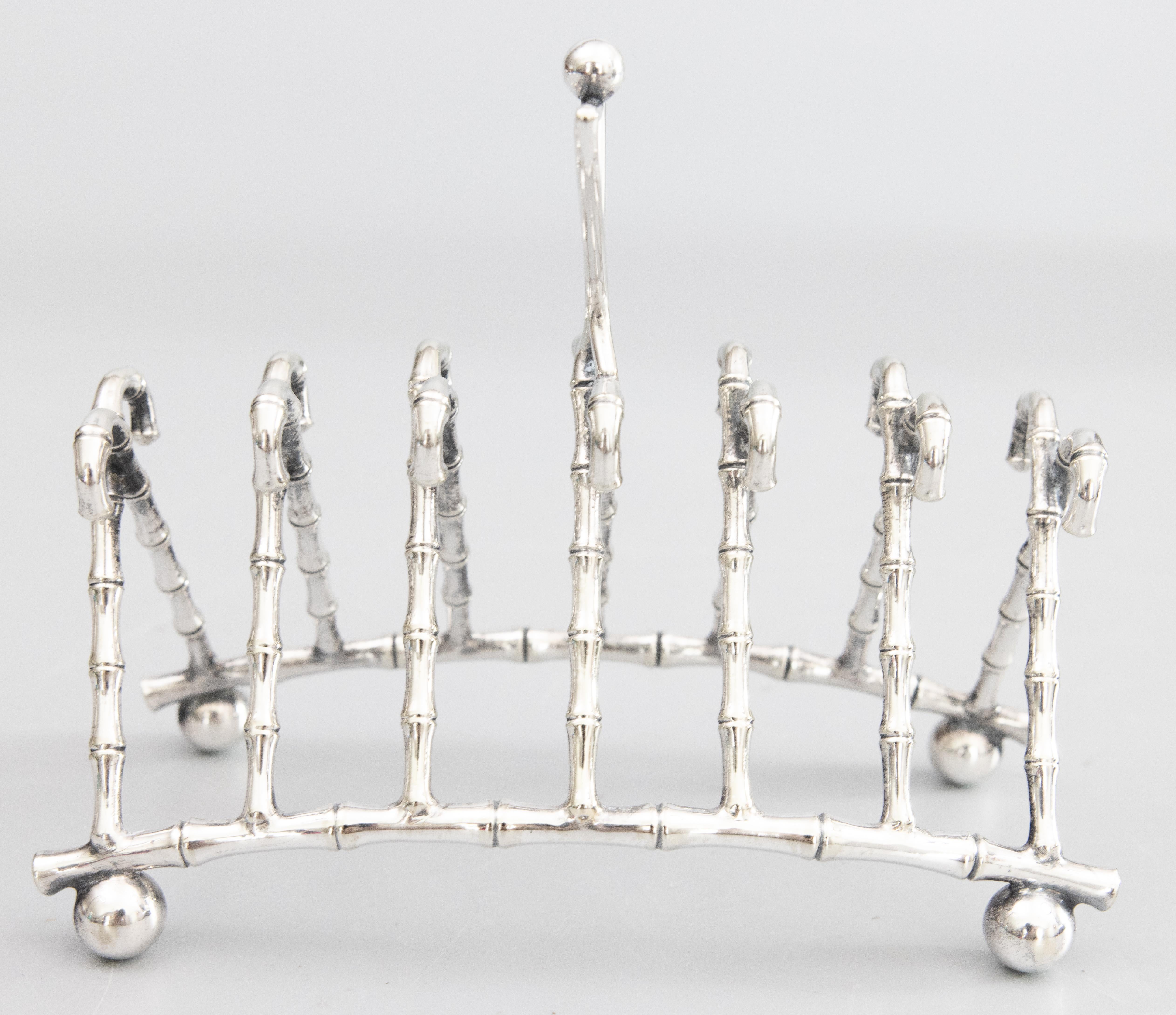 English Chinoiserie Silver Plate Crossed Faux Bamboo Canes Toast Rack ...