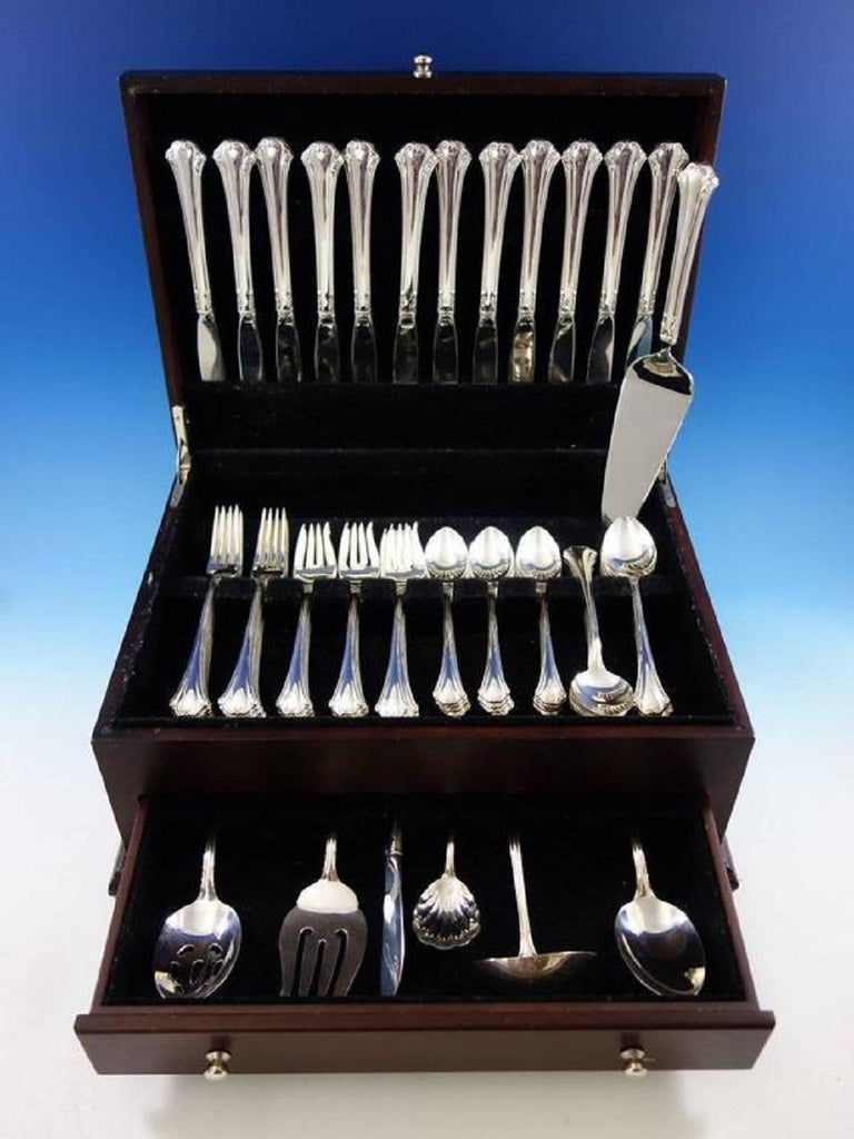 English Chippendale by R&B Sterling Silver Flatware Set for 12 Service ...