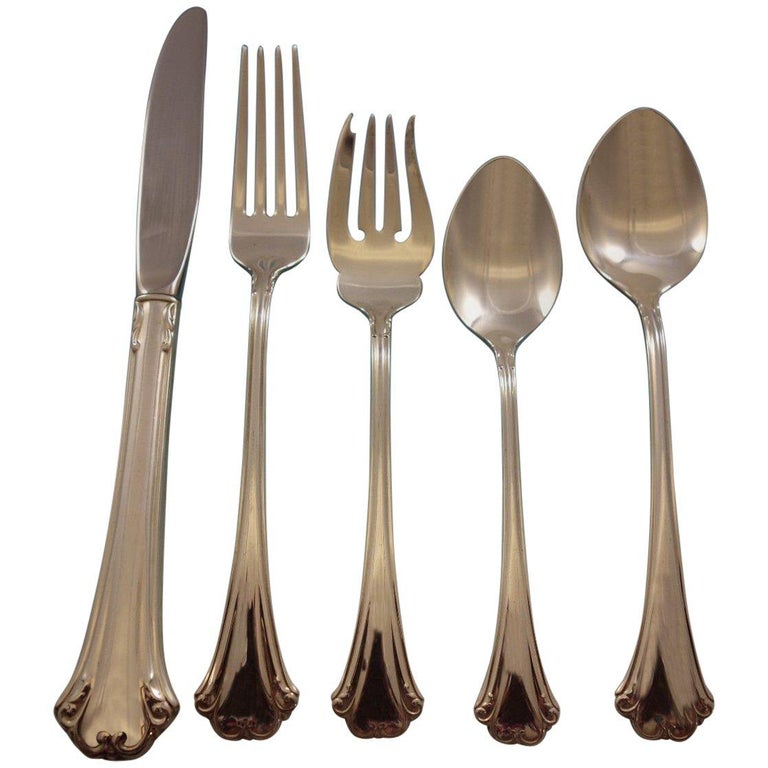English Chippendale by R&B Sterling Silver Flatware Set for 12 Service ...