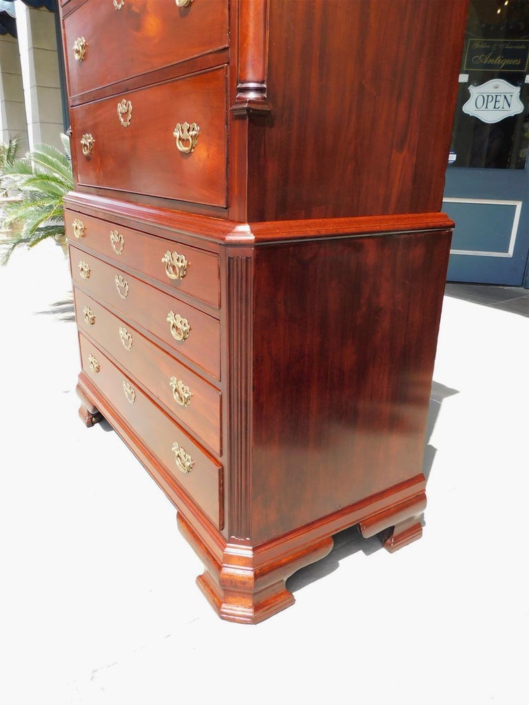 English Chippendale Maghogany Chest on Chest with Interior Desk, Circa ...