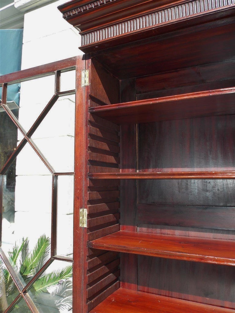 English Chippendale Mahogany Broken Arch Pedimant Fret Work Bookcase ...