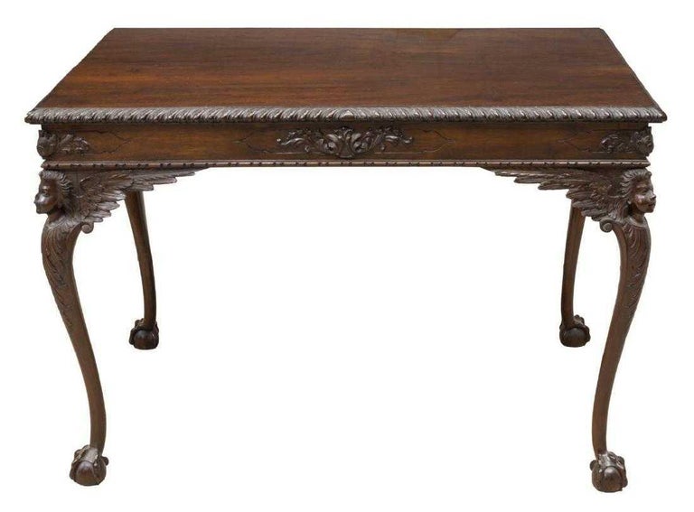 English Chippendale Style Carved Mahogany Side Table For Sale at 1stDibs