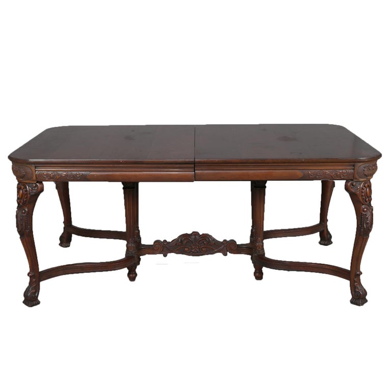 English Chippendale Style Carved Walnut Dining Table and 6 Chairs, 20th ...