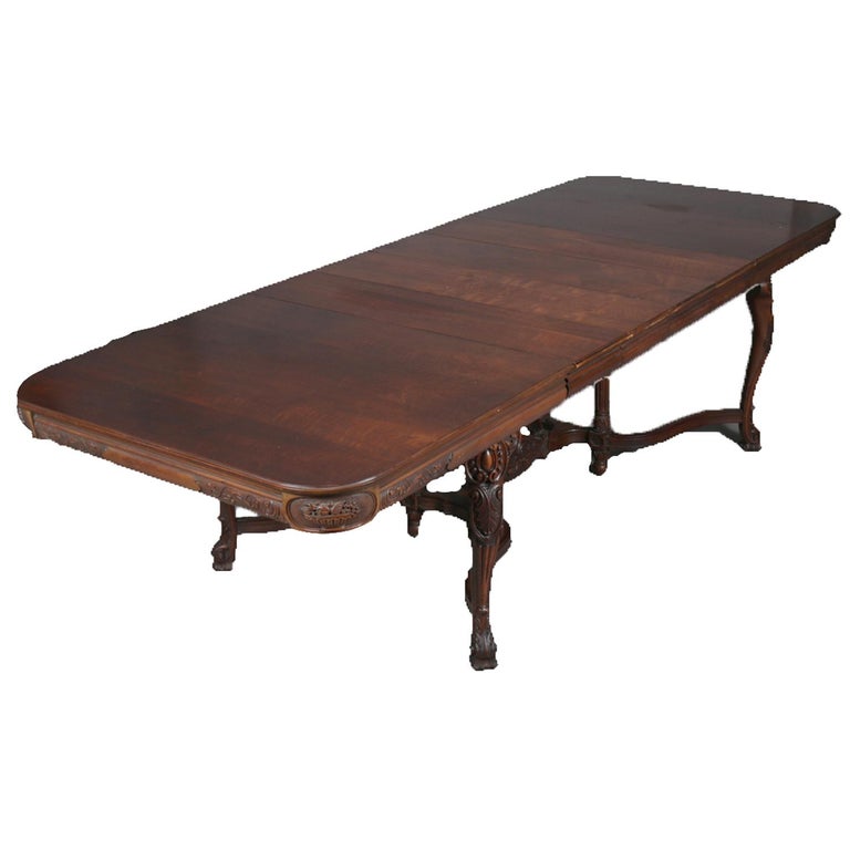 English Chippendale Style Carved Walnut Dining Table and 6 Chairs, 20th ...