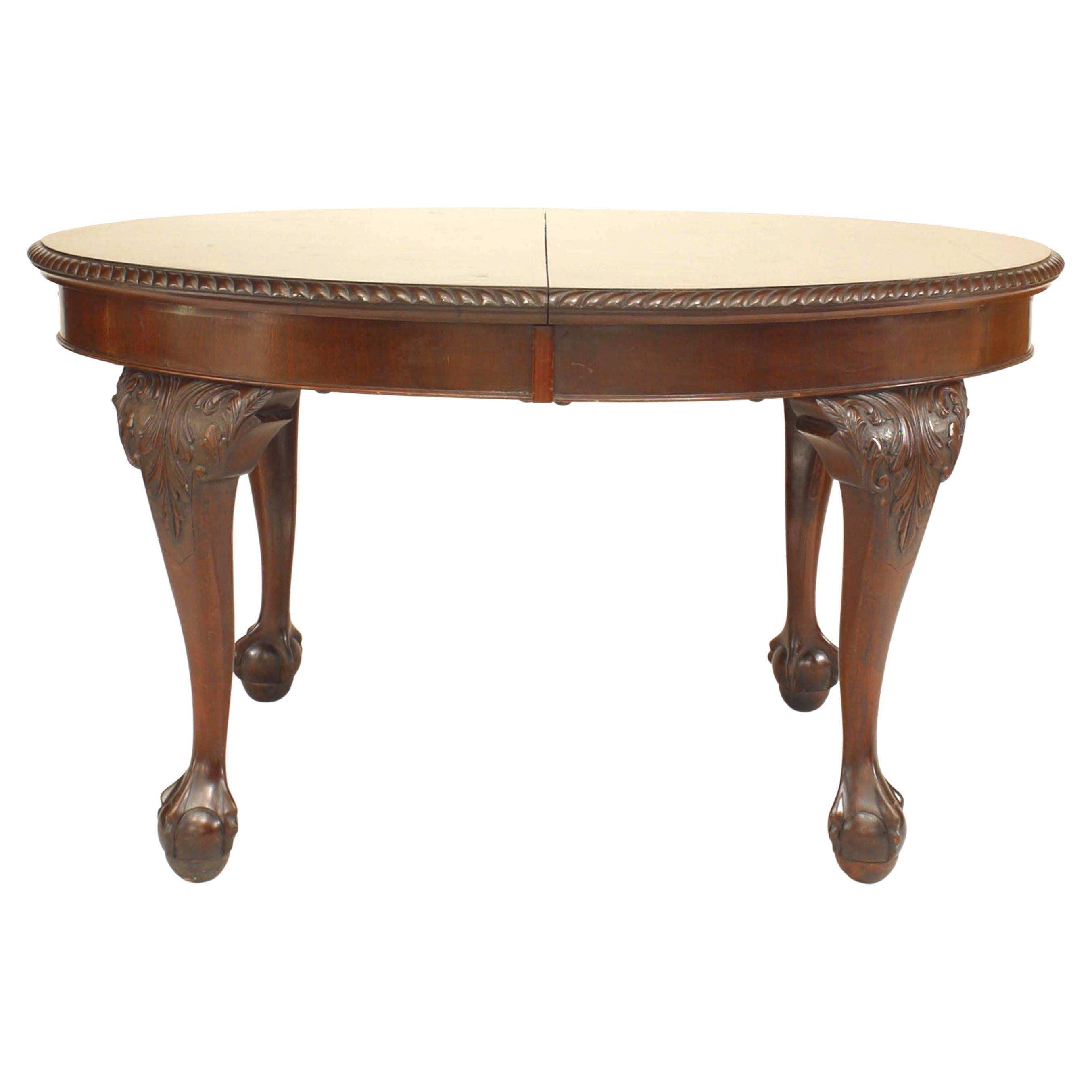 Antique English Mahogany Chippendale Dining Table with Leaf For Sale at ...