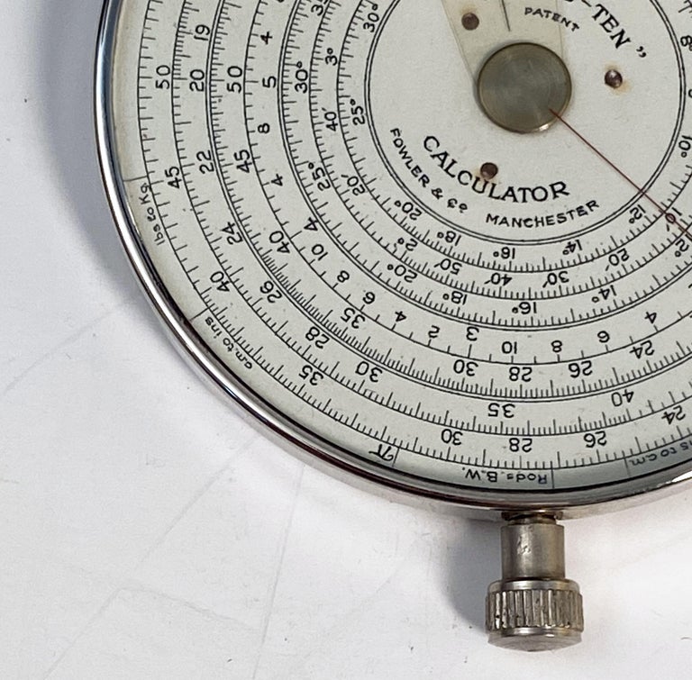 English Circular "Twelve-Ten" Calculator with Leather Case by Fowler ...