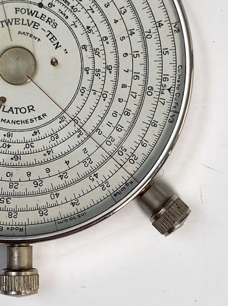 English Circular "Twelve-Ten" Calculator with Leather Case by Fowler ...