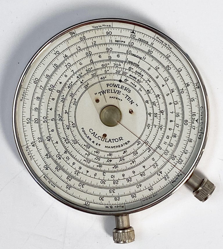 English Circular "Twelve-Ten" Calculator with Leather Case by Fowler ...
