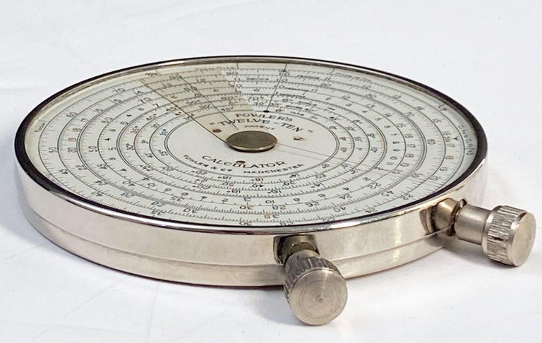 English Circular "Twelve-Ten" Calculator with Leather Case by Fowler ...