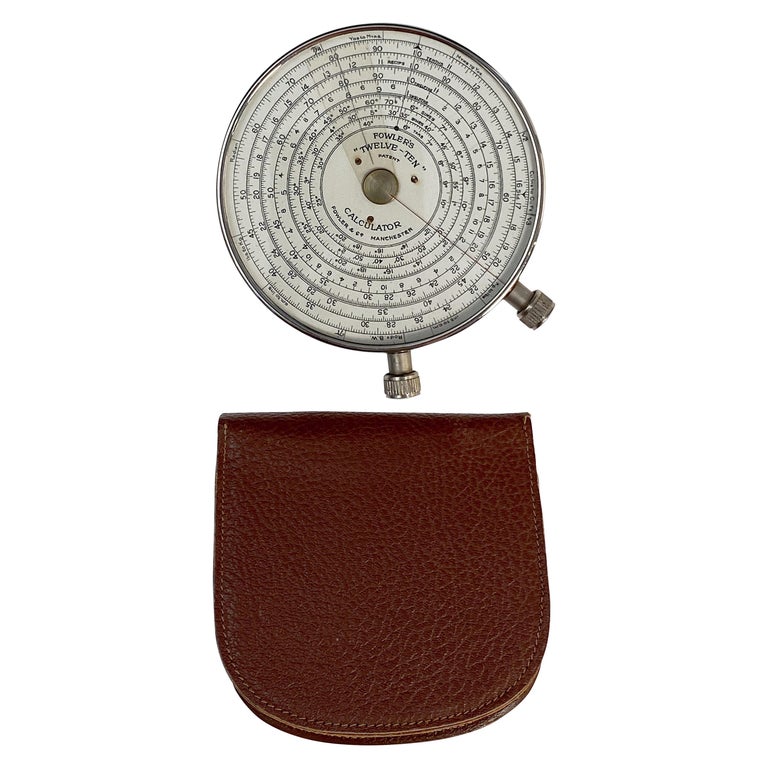 English Circular "Twelve-Ten" Calculator with Leather Case by Fowler ...