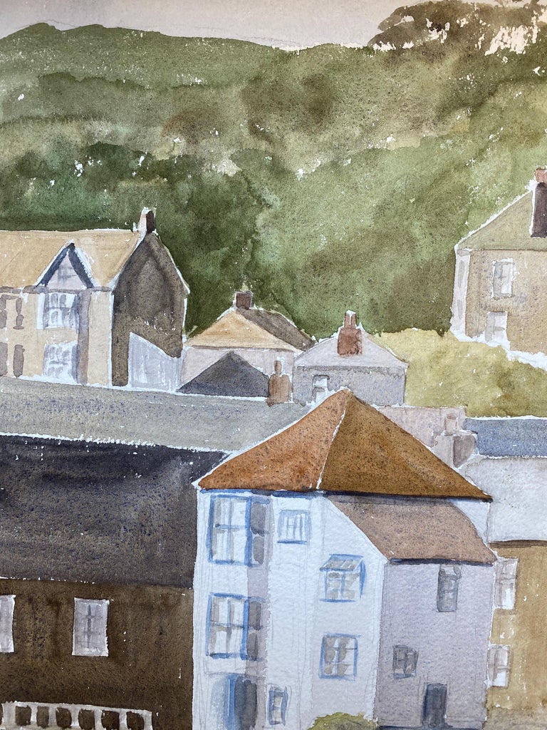English Coastal Harbour Steps to the Sea, Original British Watercolour ...