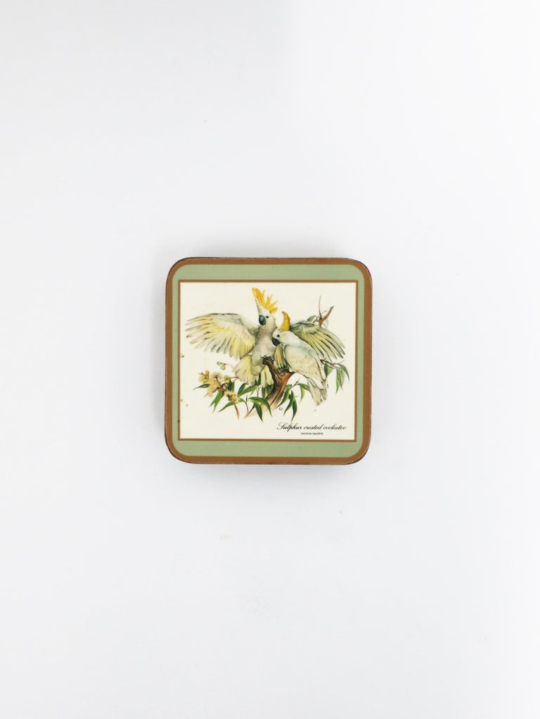 English Cocktail Drink Coasters with Bird Designs, Set of 6 For Sale at ...