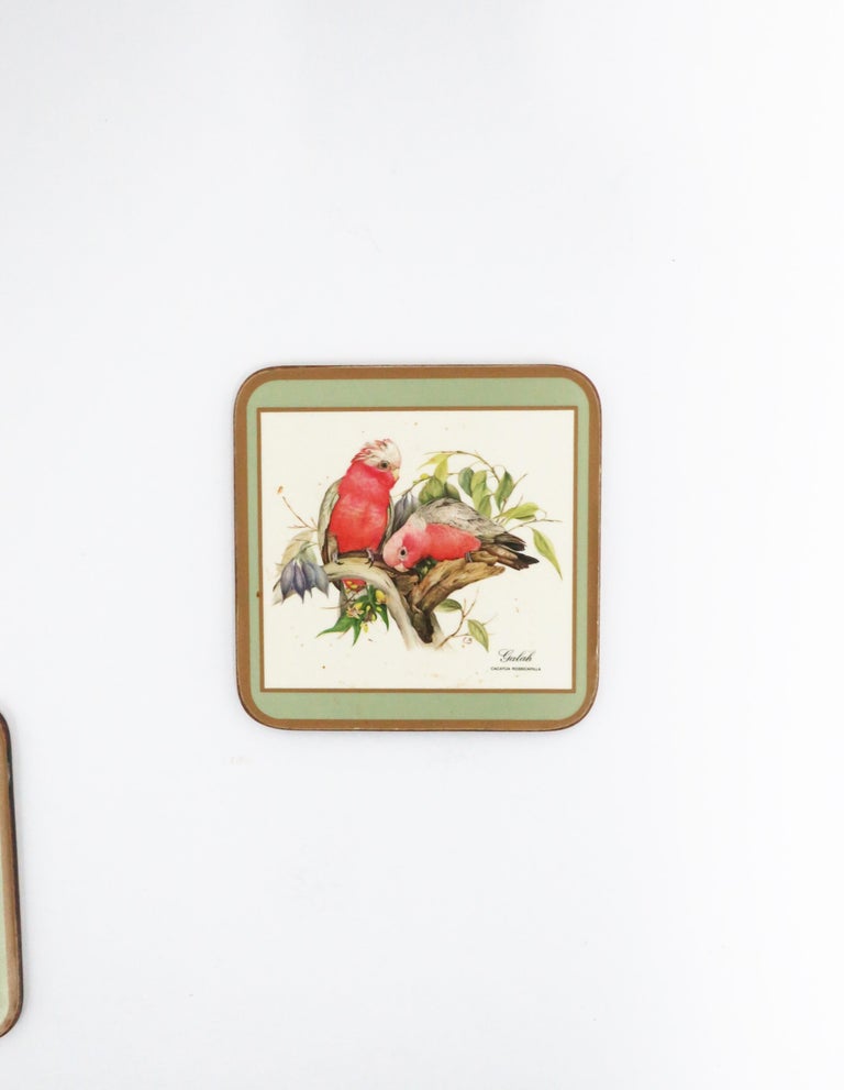 English Cocktail Drink Coasters with Bird Designs, Set of 6 For Sale at ...