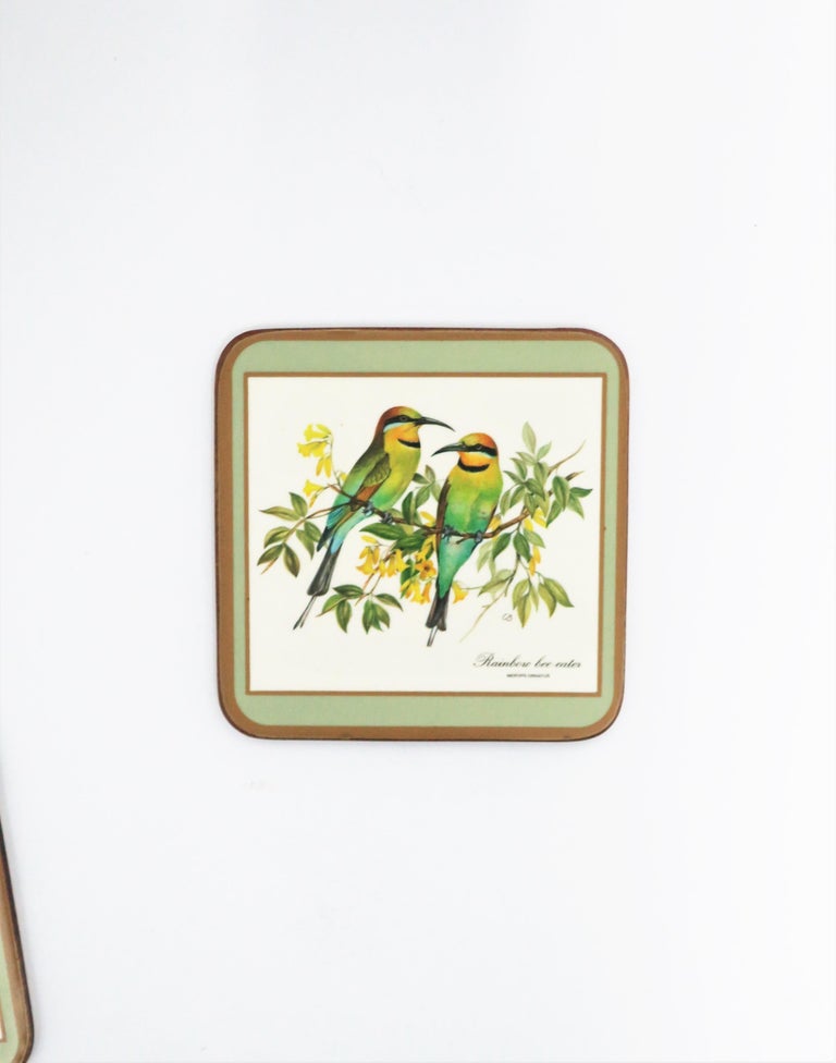 English Cocktail Drink Coasters with Bird Designs, Set of 6 For Sale at ...
