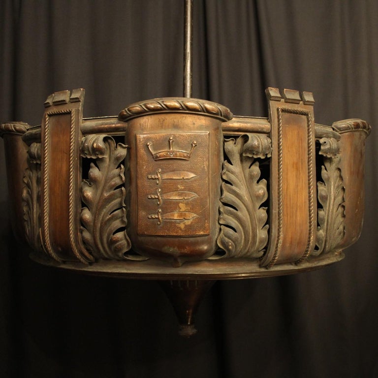 English Copper 8-Light Antique Uplighter For Sale at 1stDibs