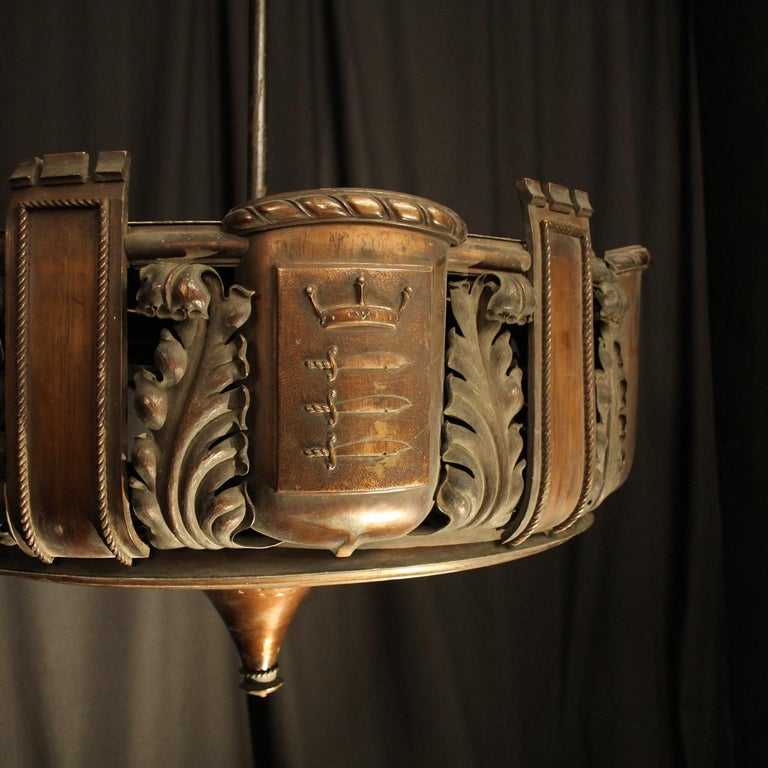 English Copper 8-Light Antique Uplighter For Sale at 1stDibs