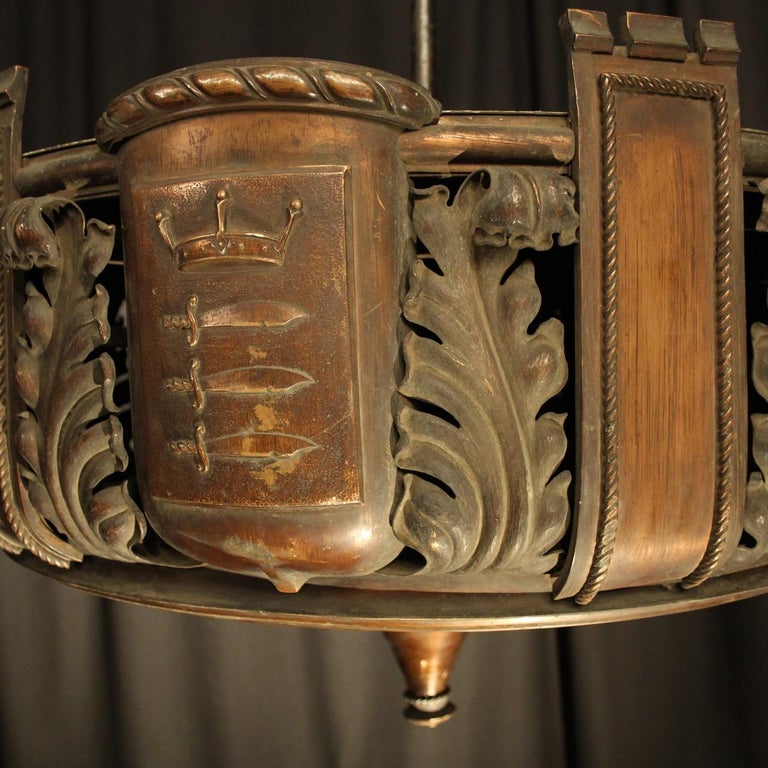 English Copper 8-Light Antique Uplighter For Sale at 1stDibs