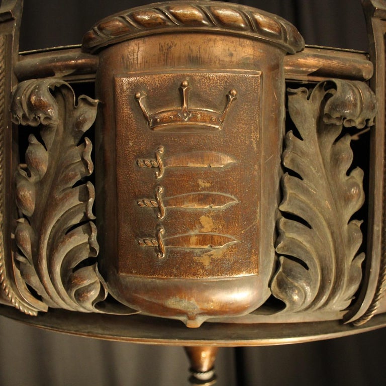 English Copper 8-Light Antique Uplighter For Sale at 1stDibs