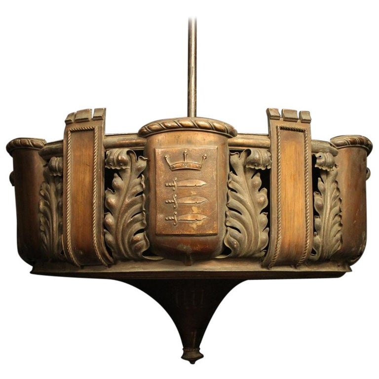 English Copper 8-Light Antique Uplighter For Sale at 1stDibs