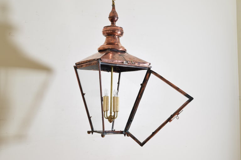 English Copper Gas Lantern, Now Electrified, Mid-19th Century, UL Wired ...