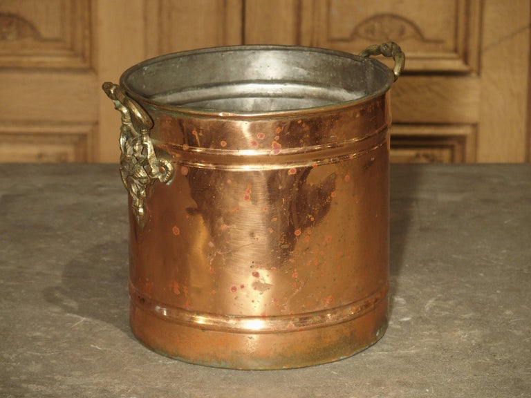 English Copper Wine Bucket with Brass Grape Leaf Handles at 1stDibs