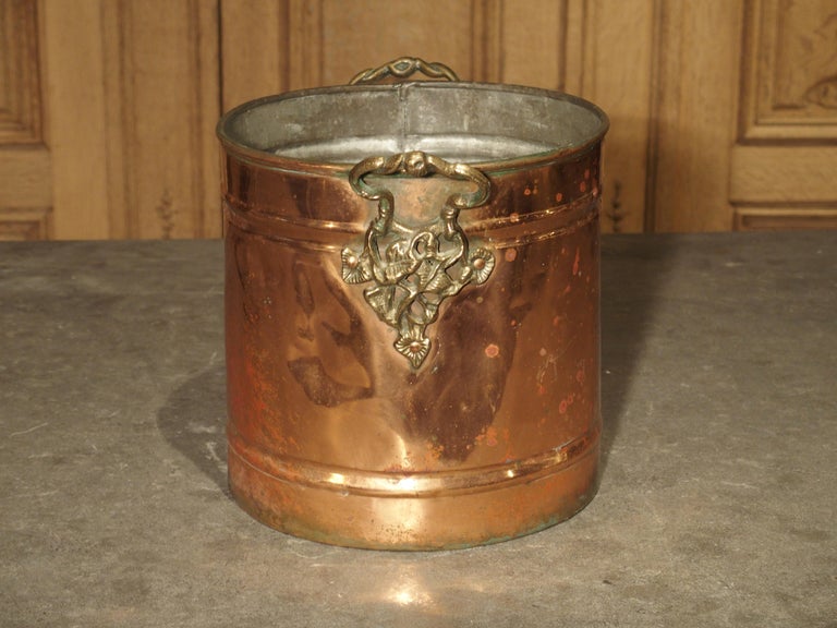 English Copper Wine Bucket with Brass Grape Leaf Handles at 1stDibs