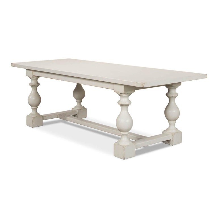 English Country Antique White Dining Table For Sale at 1stDibs