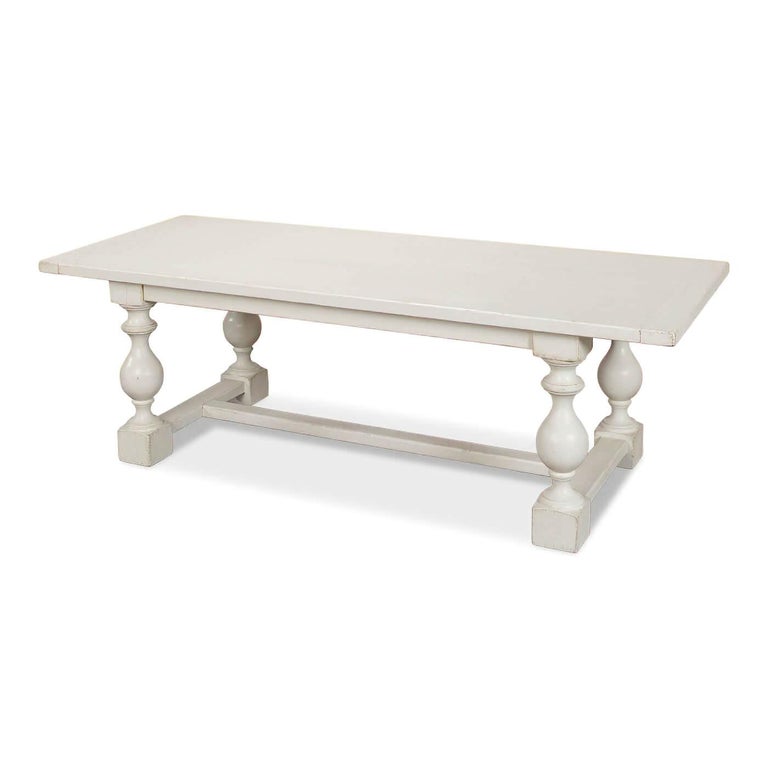 English Country Antique White Dining Table For Sale at 1stDibs