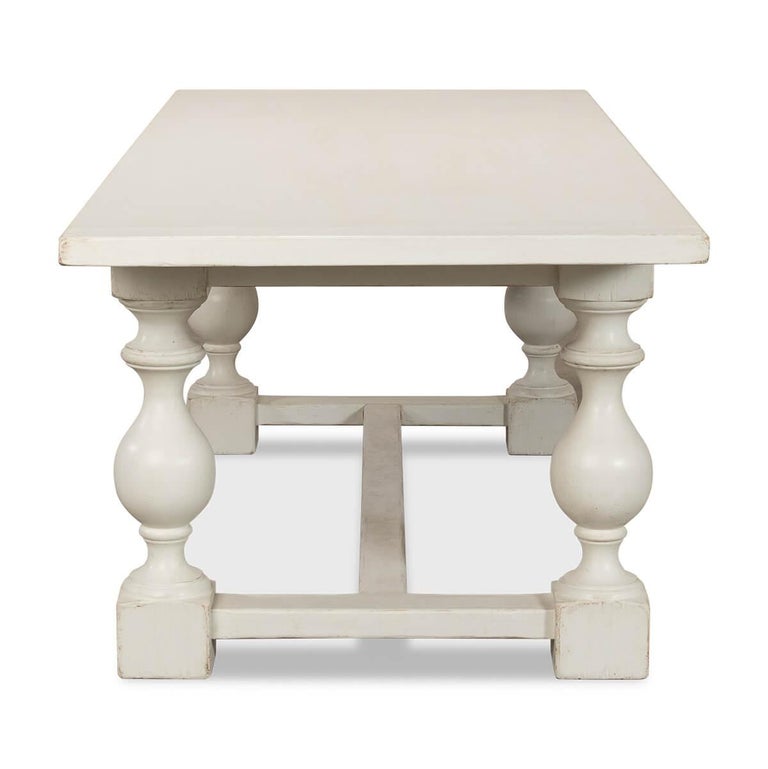 English Country Antique White Dining Table For Sale at 1stDibs