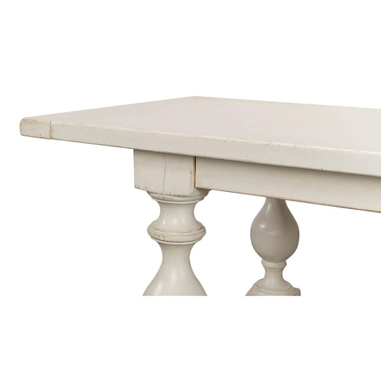 English Country Antique White Dining Table For Sale at 1stDibs