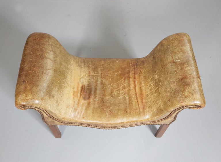 English Country House Saddle Leather Window Bench For Sale at 1stDibs